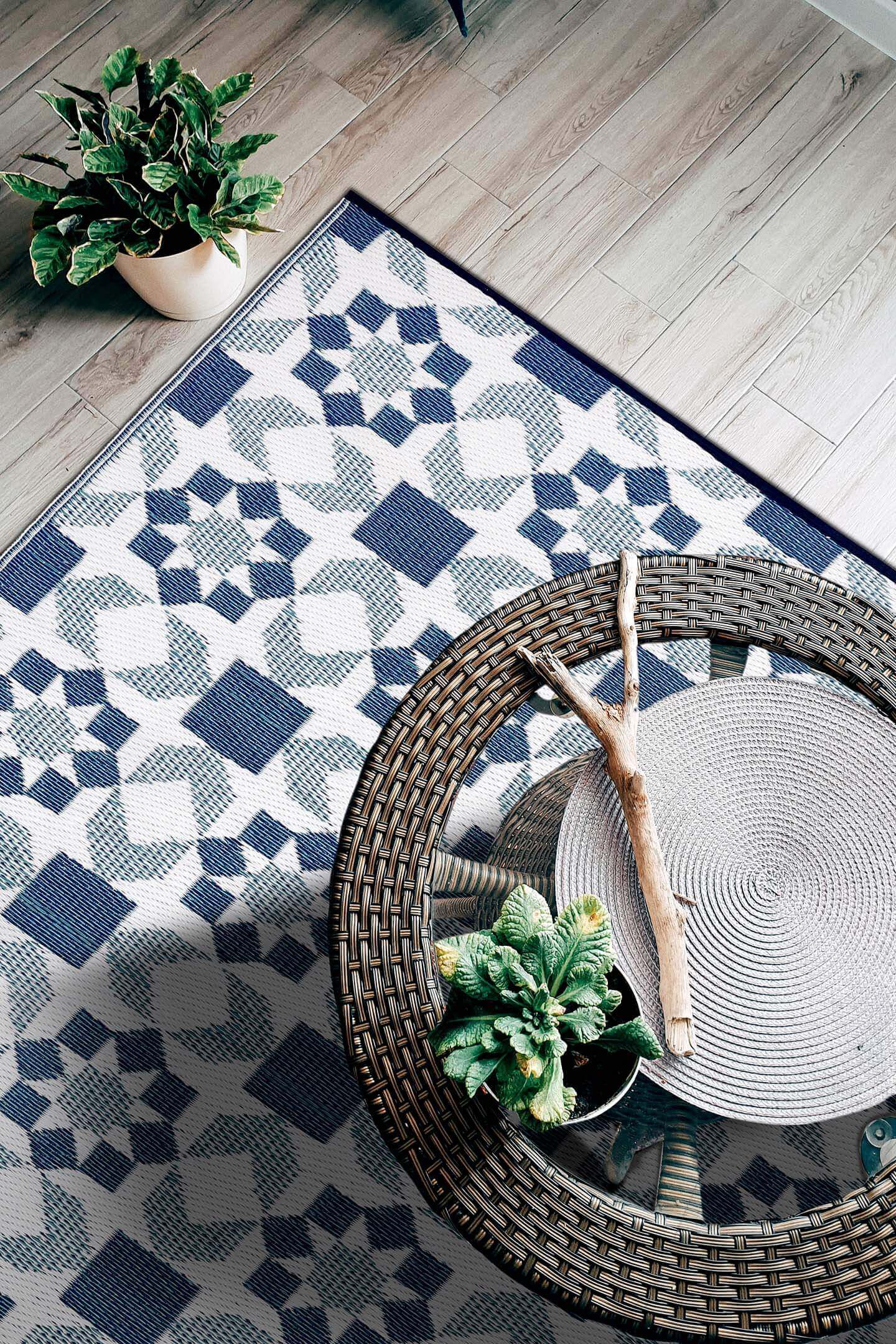 Murat – Modern Outdoor Patio Rug – Teal